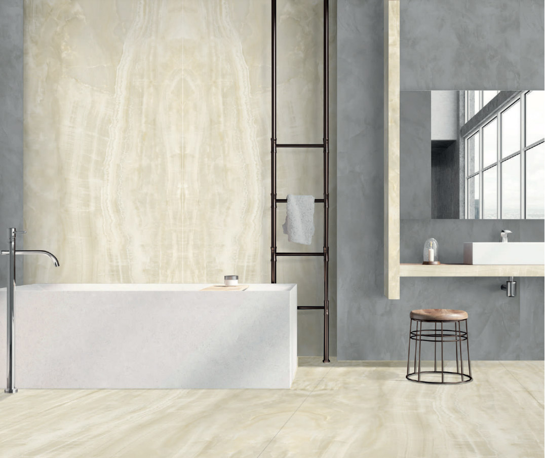 Onice Beige Shape Porcelain Slab | IKONYX SURFACES